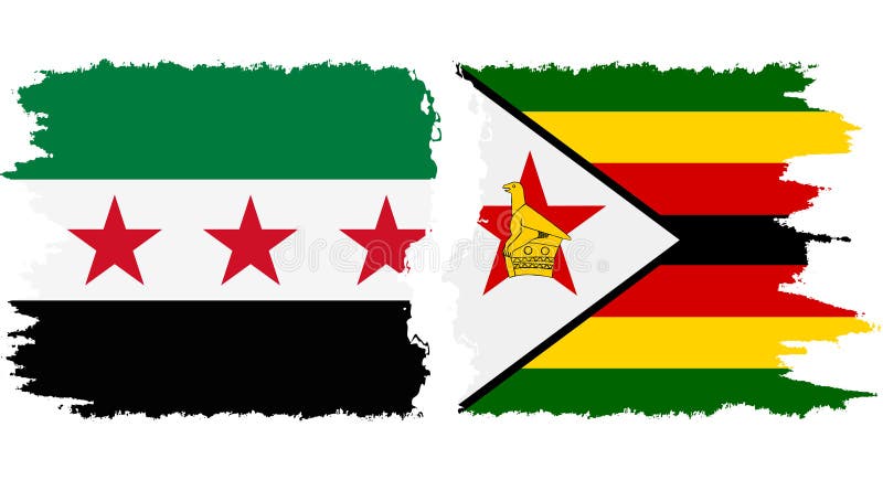 Zimbabwe and Syrian Revolution Grunge Flags Connection Vector Stock ...