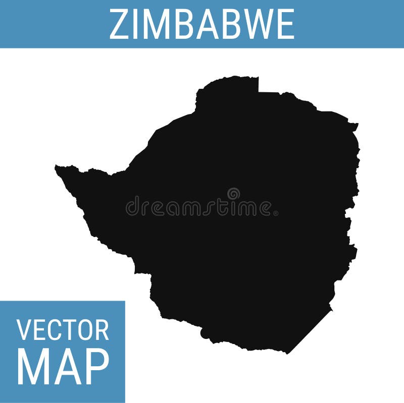 Zimbabwe Vector Map Isolated on White Background. High-Detailed Black ...
