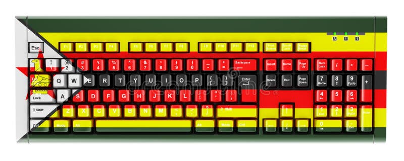 Zimbabwean Flag Painted on Computer Keyboard. 3D Rendering Stock ...