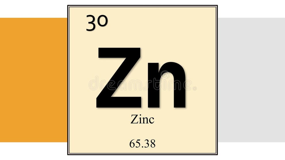 Zinc Chemical Element Symbol on Orange Gray Colored Solid Background ...