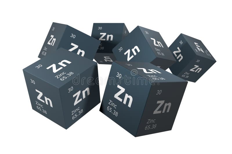 Zinc, 3D Rendering of Symbols of the Elements of the Periodic Table ...