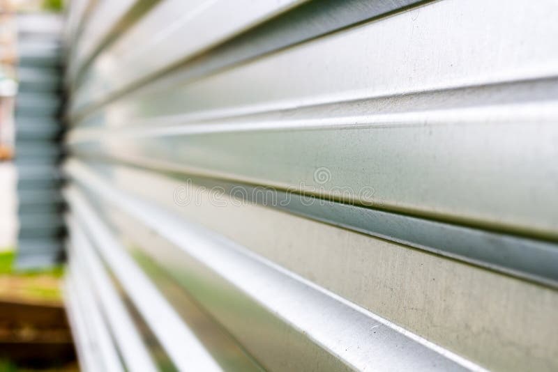 Zinc Fence at a Construction Site in Perspective Stock Photo - Image of ...