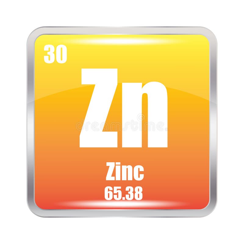 Zinc Icon. Element Zn. Atomic Number 30. Atomic Mass 65.38 Stock ...