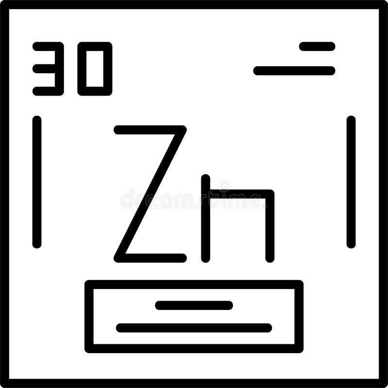 Zinc Chemical Elements Outline Vector Icon Stock Vector - Illustration ...