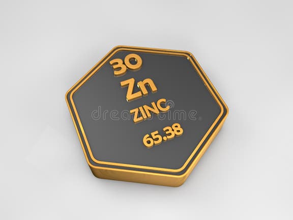 Zinc - Zn - Chemical Element Periodic Table Hexagonal Shape Stock ...