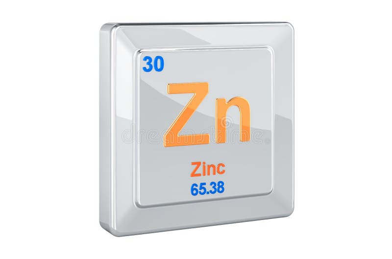 Zinc Zn, Chemical Element Sign. 3D Rendering Stock Illustration ...