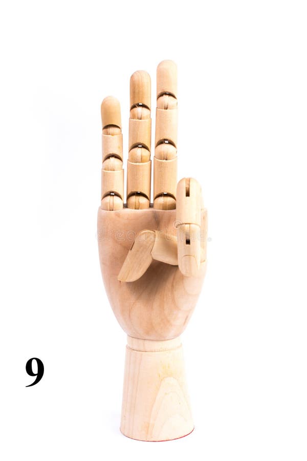 Zing Van Nummer Negen Van Houten Hand Stock Afbeelding - Image of ...