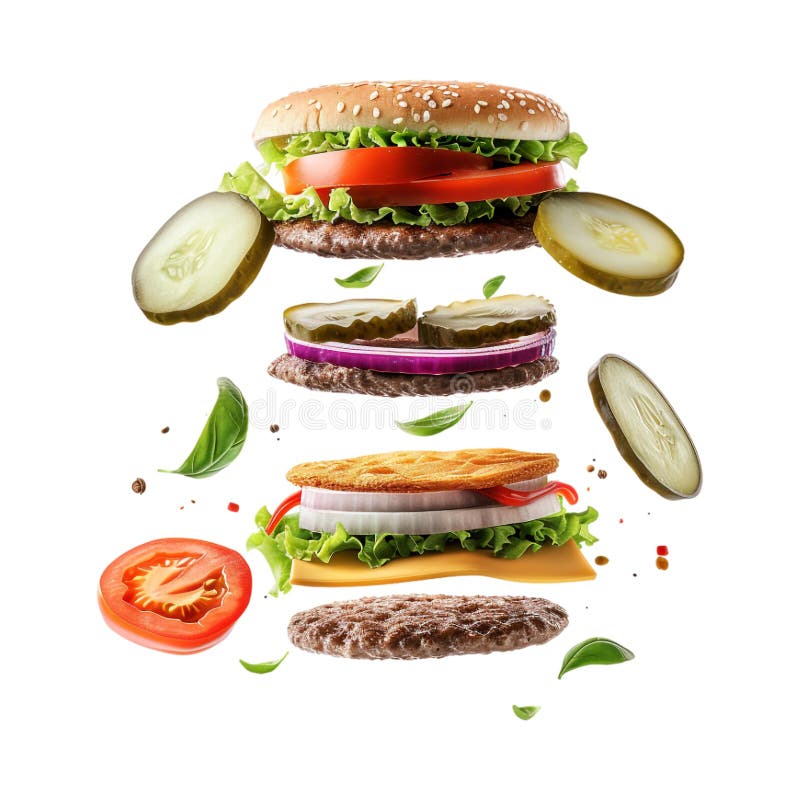 Zinger Burger in Air on Transparent Background - Ai Generated Stock ...