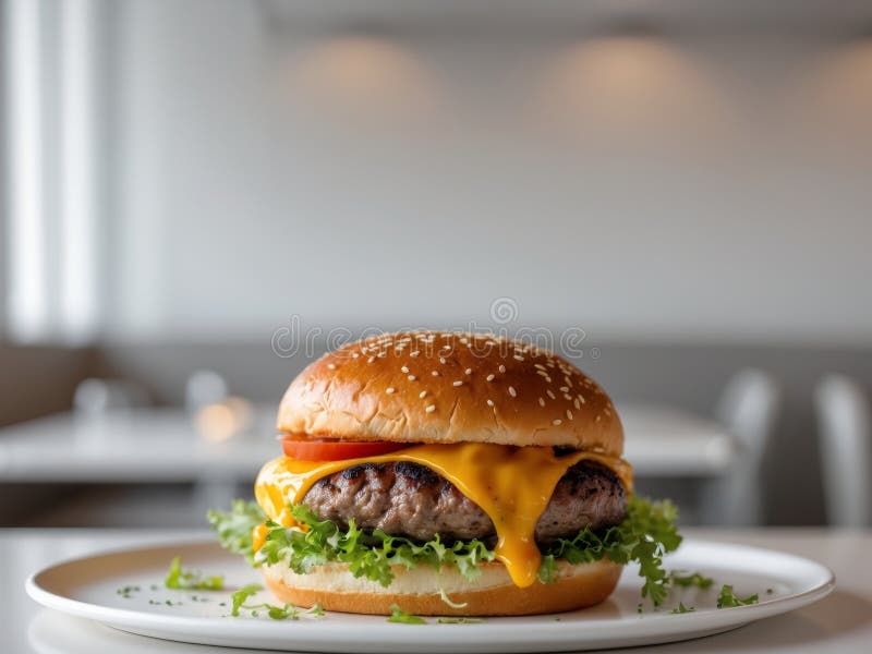 Zinger Burger with Extra Cheese in a Restaurant Style Stock Photo ...
