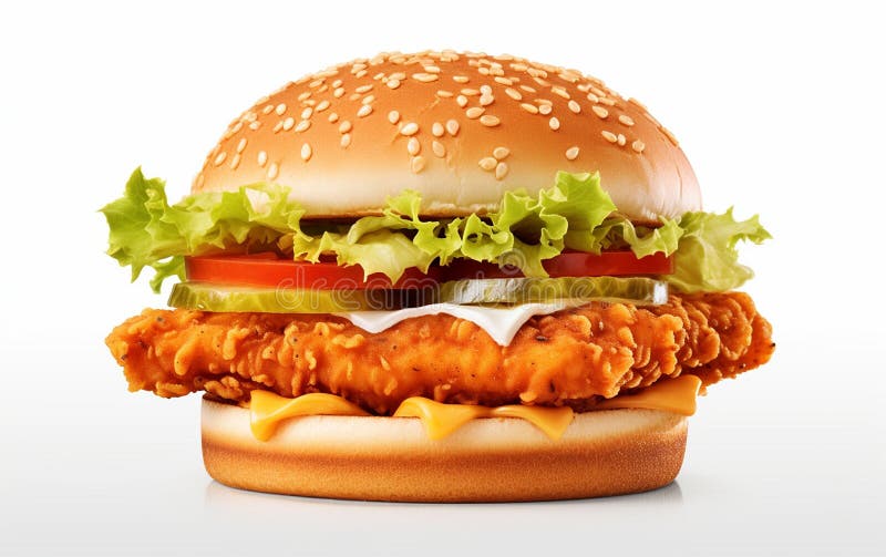 Zinger Burger on White Background Stock Photo - Image of crust, pepper ...