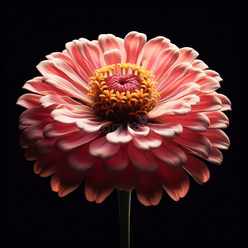 Zinnia Isolated on Black Background. Flowers and Plants in Spring Stock ...