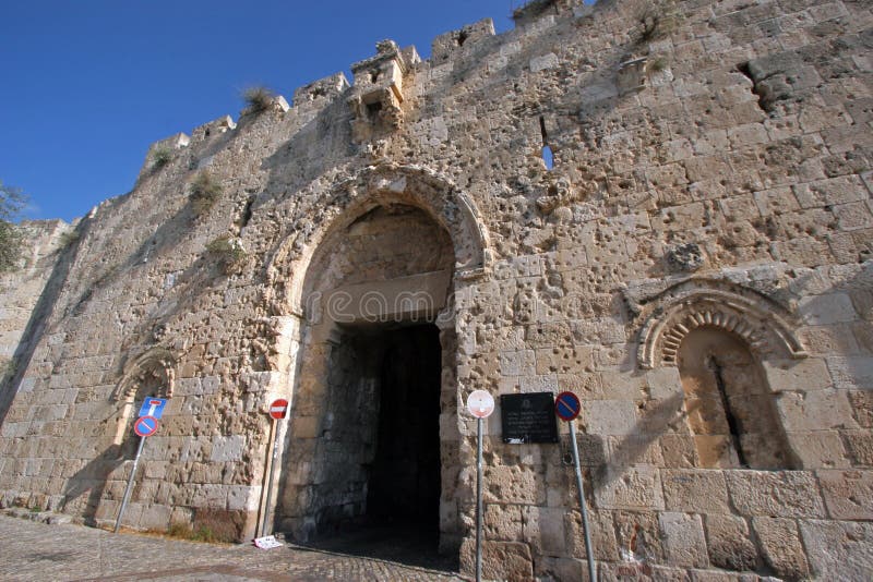 Zion gate Jerusalem stock image. Image of ancient, holyland - 83767353
