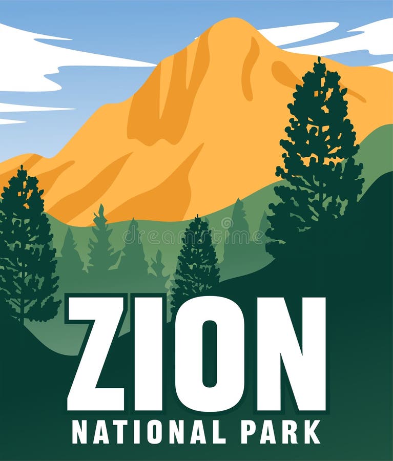 Zion National Park with Beautiful Natural Views Stock Illustration ...