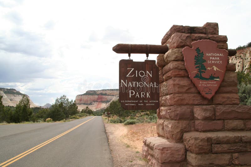 Zion National Park sign stock image. Image of outdoor - 6700063