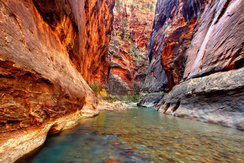 Zion National Park Virgin River Foto de archivo - Imagen de cascada ...