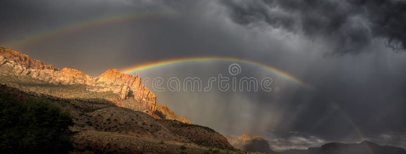 Zion Rainbow stock photo. Image of storm, rainbow, zion - 178946176