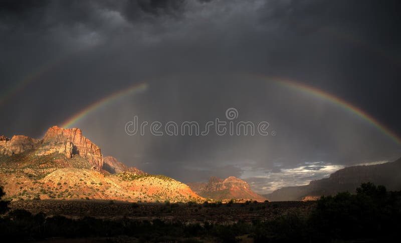 Zion Rainbow stock photo. Image of monsoon, rainbow - 178946448