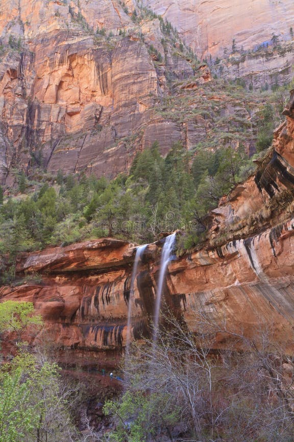Zion Red Cliff Waterfalls stock image. Image of north - 24723539