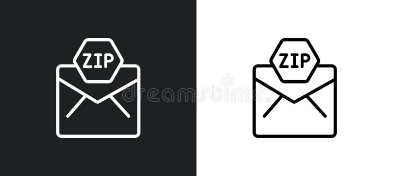 Zip Code Outline Icon in White and Black Colors. Zip Code Flat Vector ...
