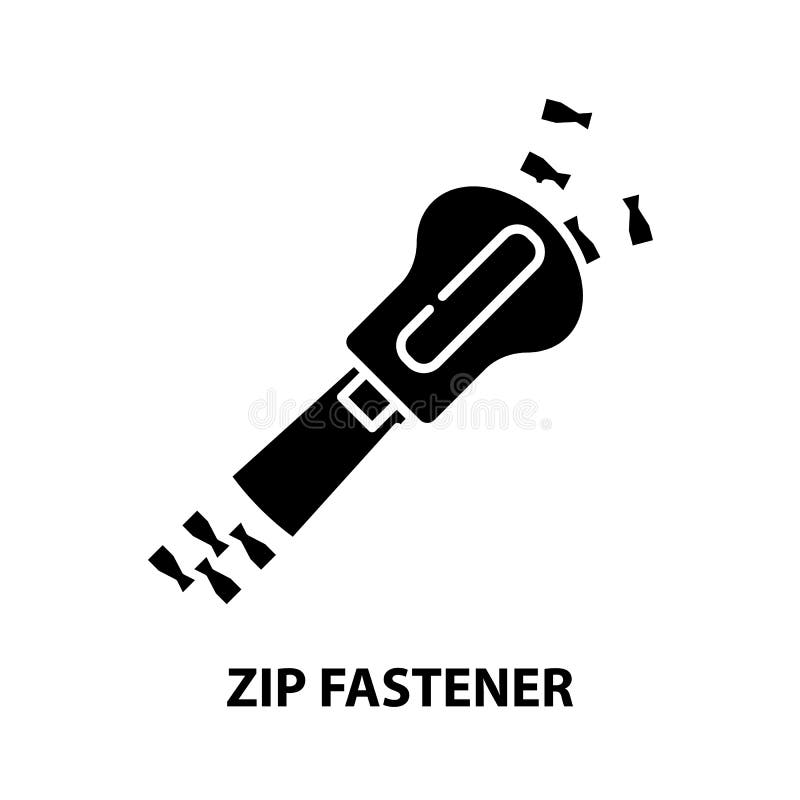 Zip Fastener Icon, Black Vector Sign with Editable Strokes, Concept ...
