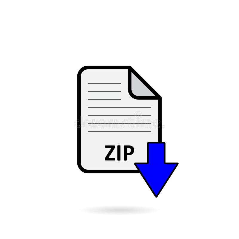 ZIP File with Blue Arrow Download Button on White Background Stock ...