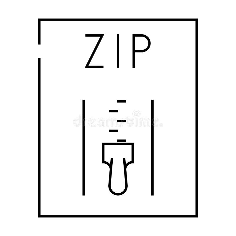 Zip File Format Document Line Icon Vector Illustration Stock ...