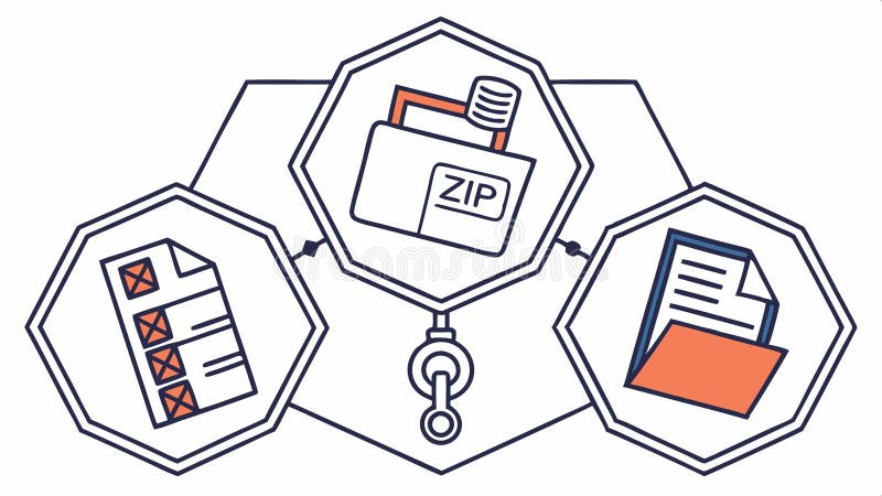 Zip File Icon With Documents File Compression And Data Archive Vector 6648