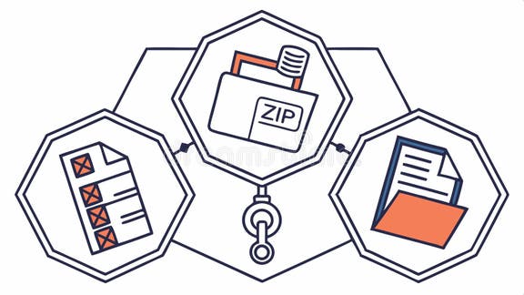 ZIP File Icon with Documents, File Compression and Data Archive Vector ...