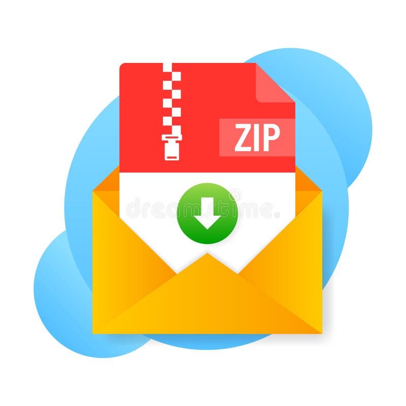 Zip File. Icon for Web Background Design. Email Sign. Technology Vector ...