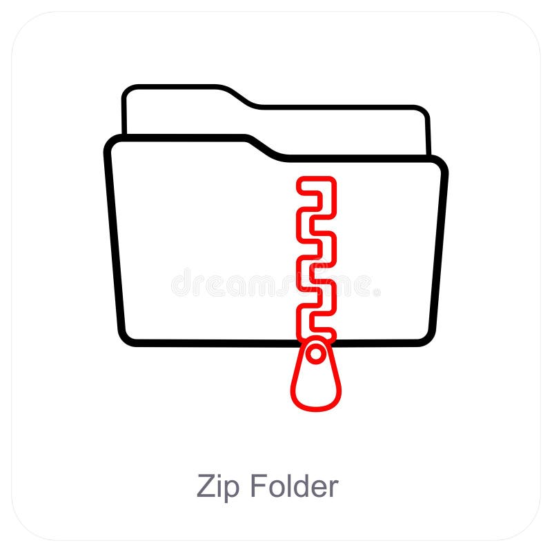 Zip Folder and Folder Icon Concept Stock Vector - Illustration of ...