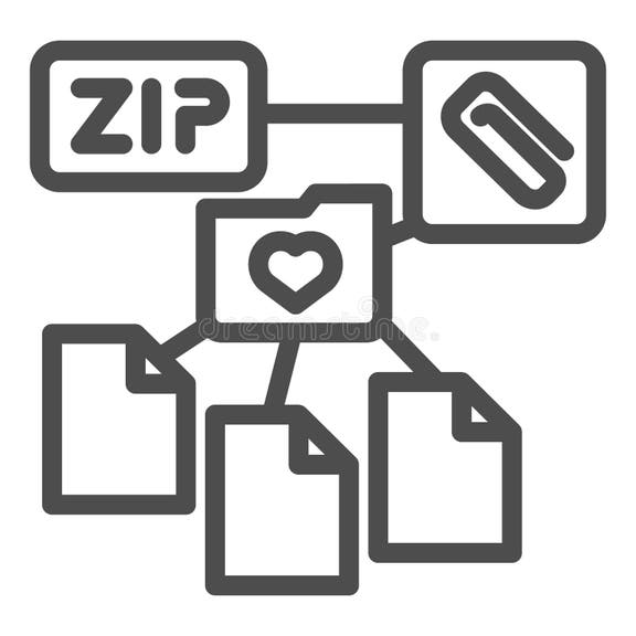 ZIP Folder Line Icon. Archive Folder Vector Illustration Isolated on ...