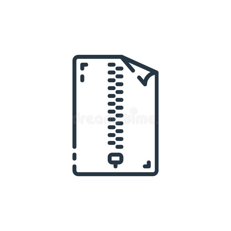 Zip Icon Vector from Documents Concept. Thin Line Illustration of Zip ...