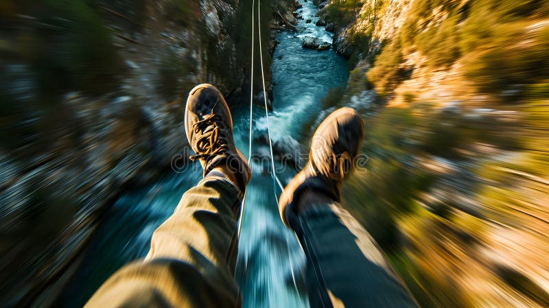 Zip Line Adventure Over River. Created with Generative AI Stock Image ...