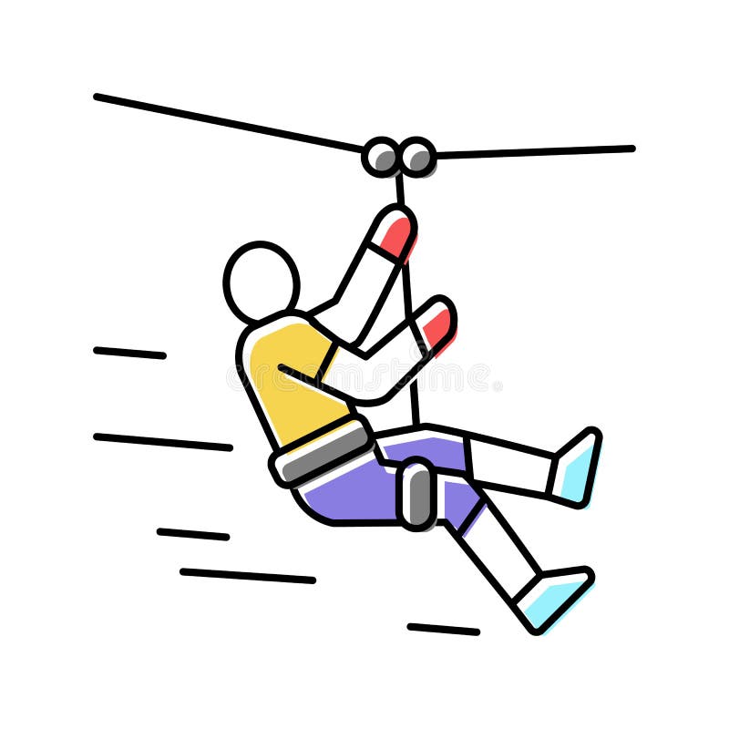 Zip Lining Color Icon Vector Illustration Stock Vector - Illustration ...