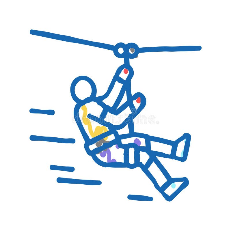 Zip Lining Icon Doodle Illustration Stock Vector - Illustration of icon ...
