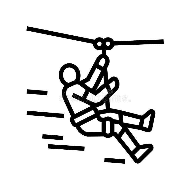 Zip Lining Line Icon Vector Illustration Stock Vector - Illustration of ...