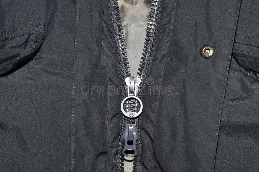 Zip lock on the jacket. stock image. Image of zipper - 268204325