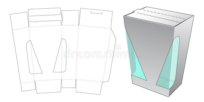 Zip Packaging Box Con Finestra Die Cut Template Illustrazione ...