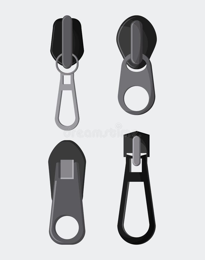 Zip Zipper Cloth Metal Teeth Icon Set. Stock Vector - Illustration of ...