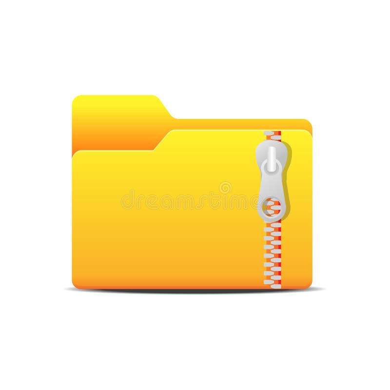 Ziped Folder Icon. Archived Directory Icon Isolated on Background Stock ...