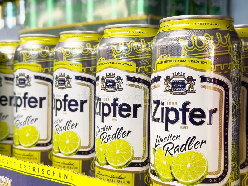 Zipfer Limetten Radler Beverage Cans Display with Lime Design Editorial ...