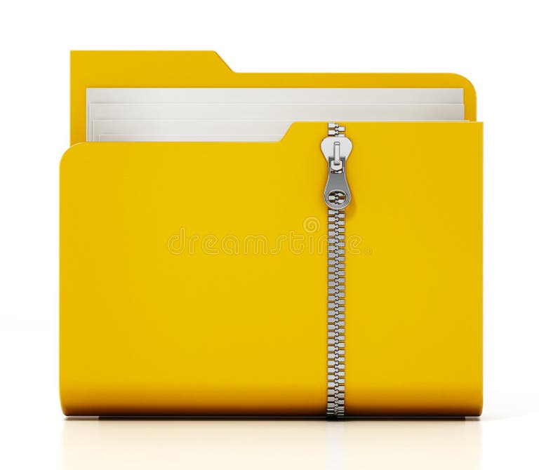 Zipped Folder Isolated on White Background. 3D Illustration Stock ...