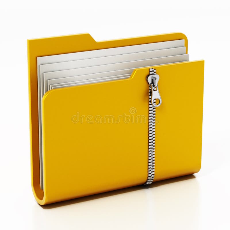 Zipped Folder Isolated on White Background. 3D Illustration Stock ...