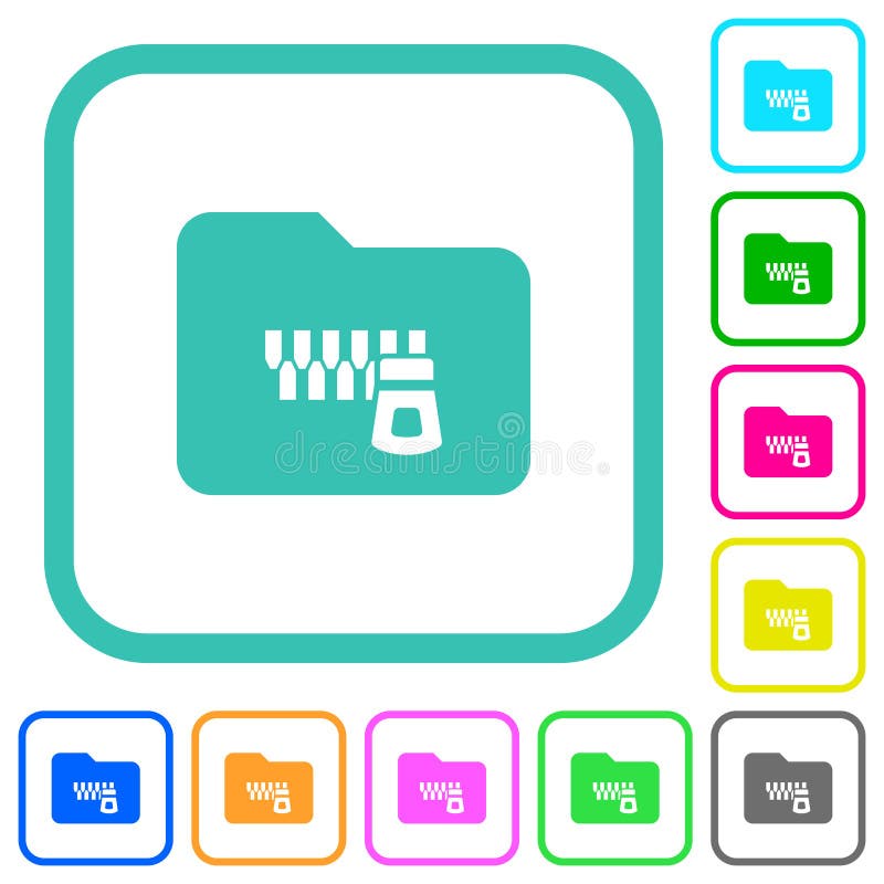 Zipped Folder Vivid Colored Flat Icons Stock Vector - Illustration of ...