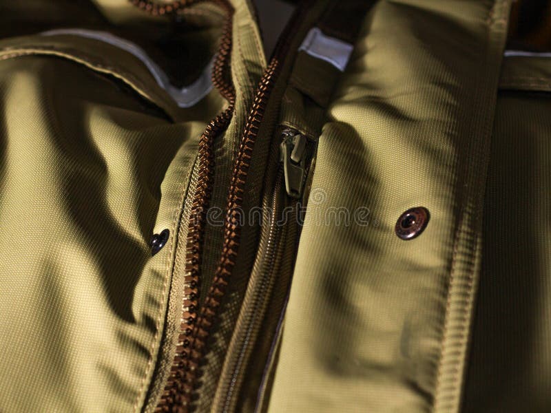 Zipper on Beige Workwear Protective Clothing in Close-up. Stock Image ...