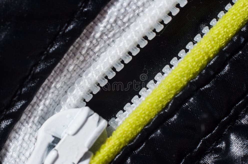 Zipper Clasp with Lock on the Jacket in Black, Close-up Stock Image ...