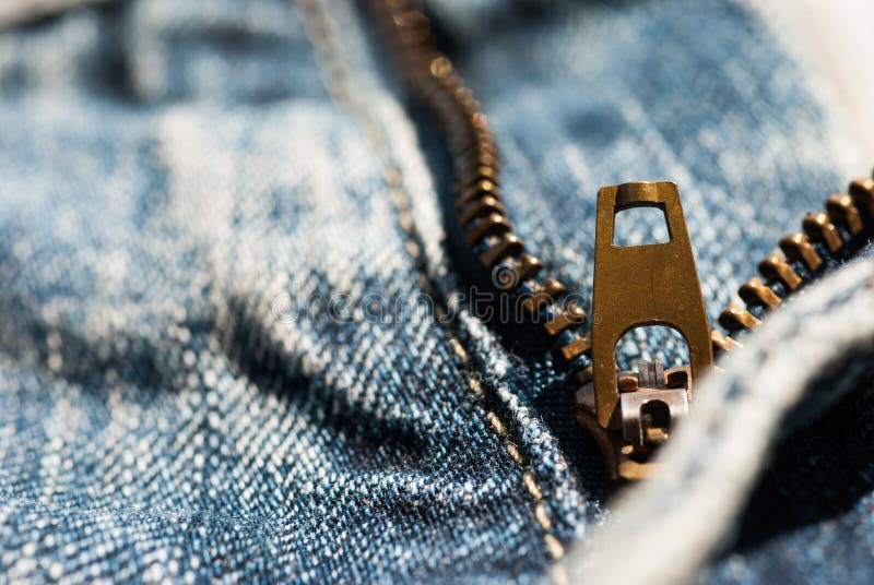 Zipper Close-up on Blue Jeans Texture Stock Photo - Image of jeans ...
