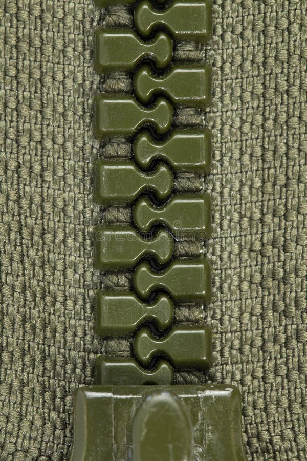 Zipper Close-up, Dark Green, Large Teeth Stock Image - Image of close ...