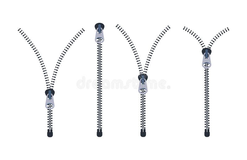 Zipper. Closed and Open Zip. Clothes Accessory Stock Vector ...