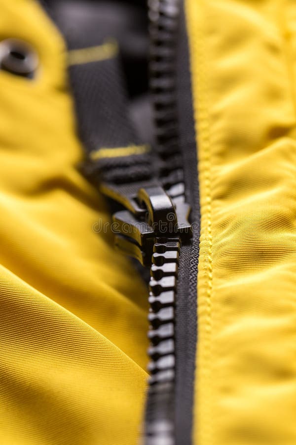 Zipper on Clothes Close-up. Black Color Stock Image - Image of material ...